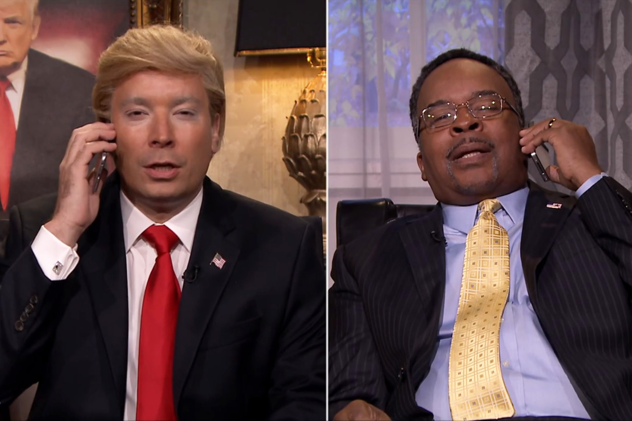 Jimmy Fallon and David Alan Grier Watch the Democratic Debate as Donald ...